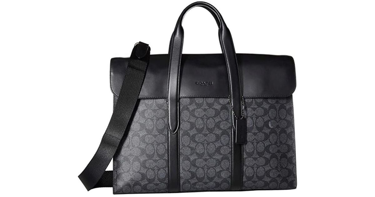 COACH Signature Canvas Metropolitan Portfolio in Black for Men | Lyst