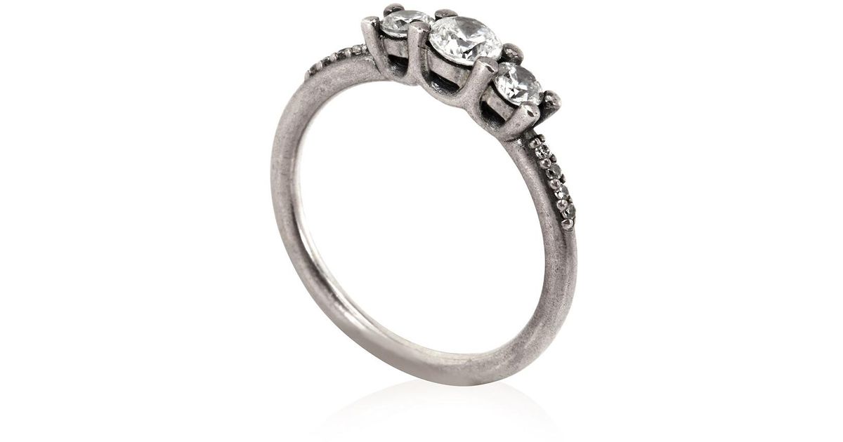 PANDORA Ladies Clear Three-Stone Ring in Metallic | Lyst