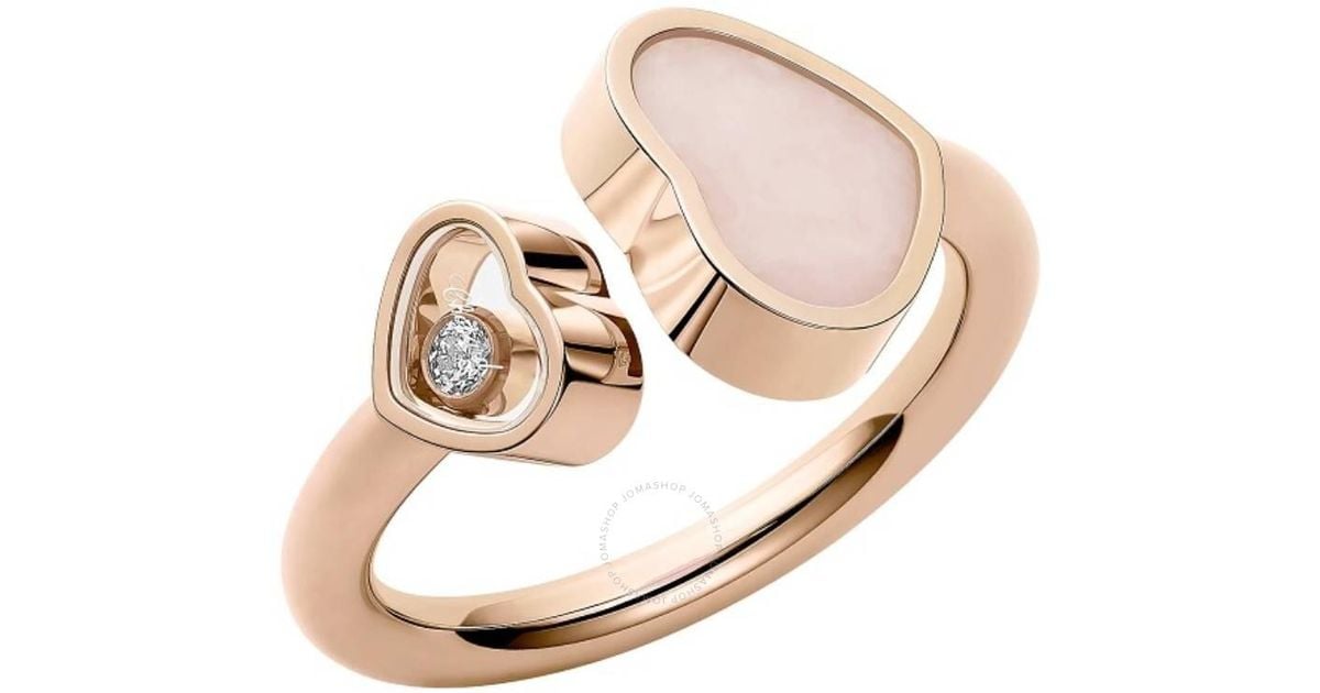 Chopard 18k Rose Gold Happy Hearts Diamond Ring in Metallic | Lyst
