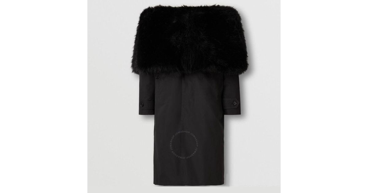 Burberry Deconstructed Faux Fur Nylon Coat in Black for Men | Lyst