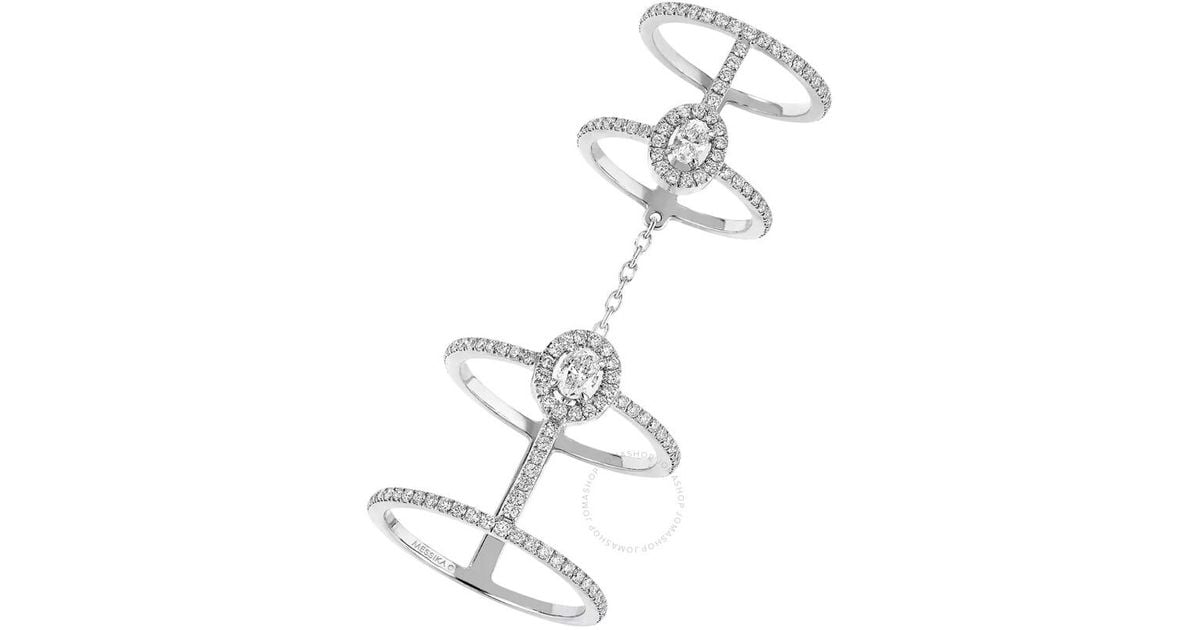 Messika 18K Glam'Azone Double Pave Diamond Ring in White | Lyst