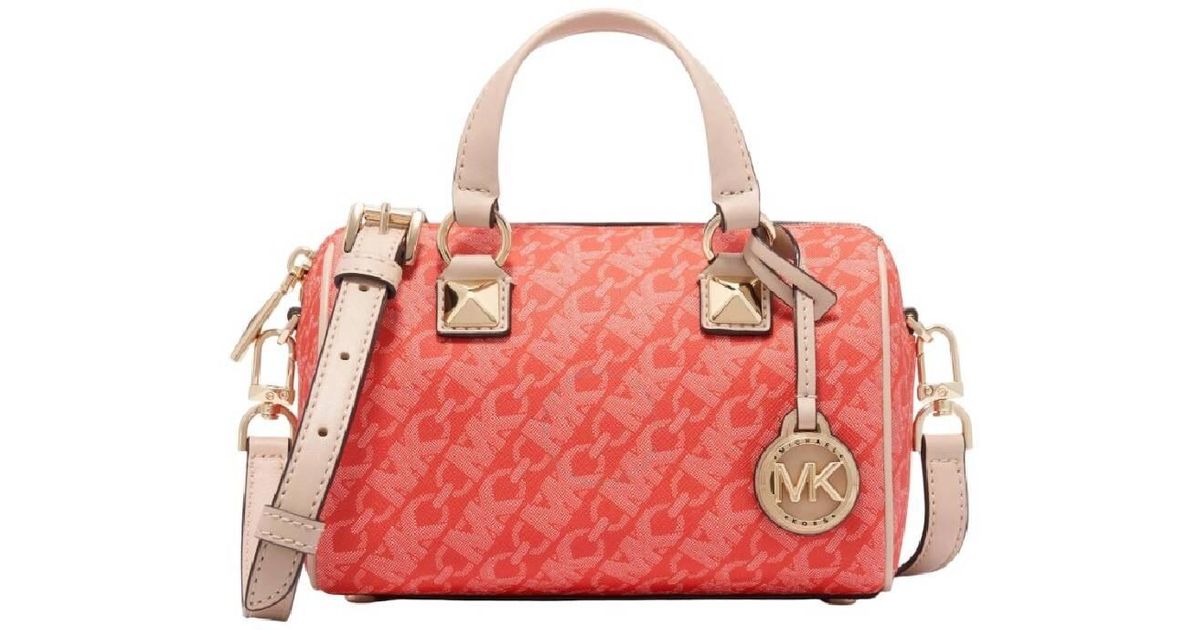 Michael Kors Grayson Signature Logo Duffle Bag in Red | Lyst