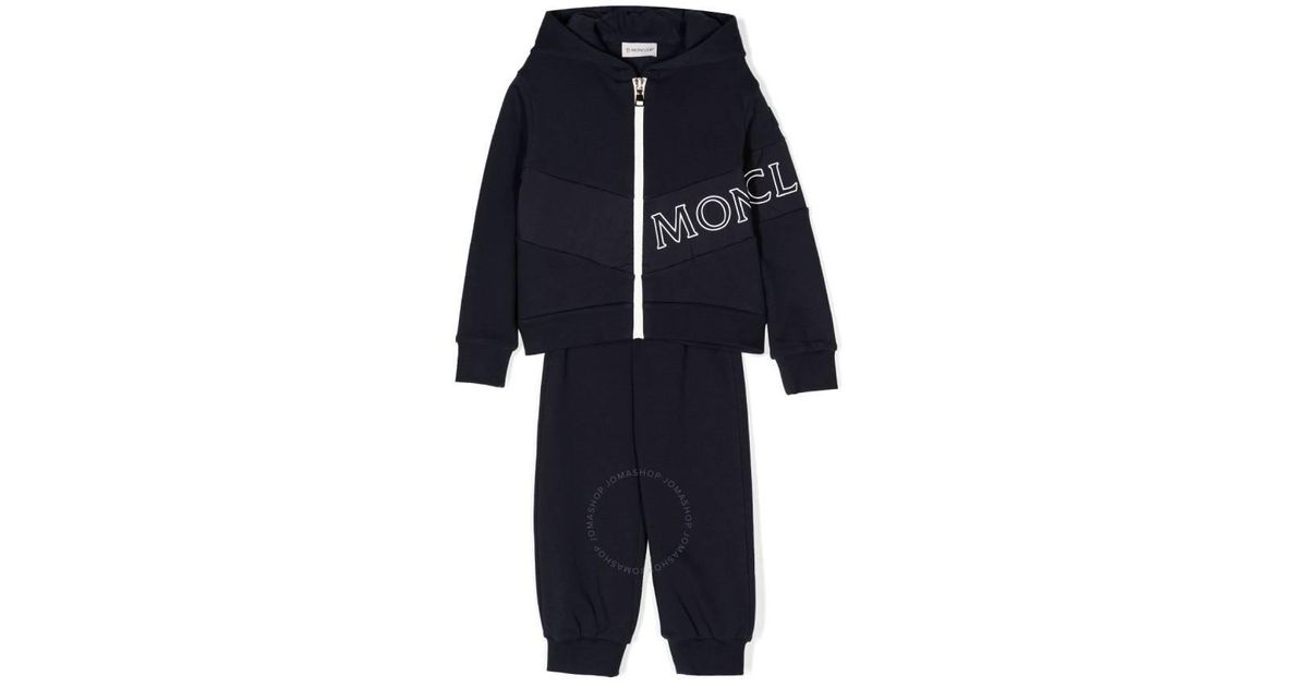 Moncler Kids Logo-embroidered Cotton Tracksuit Set in Blue | Lyst