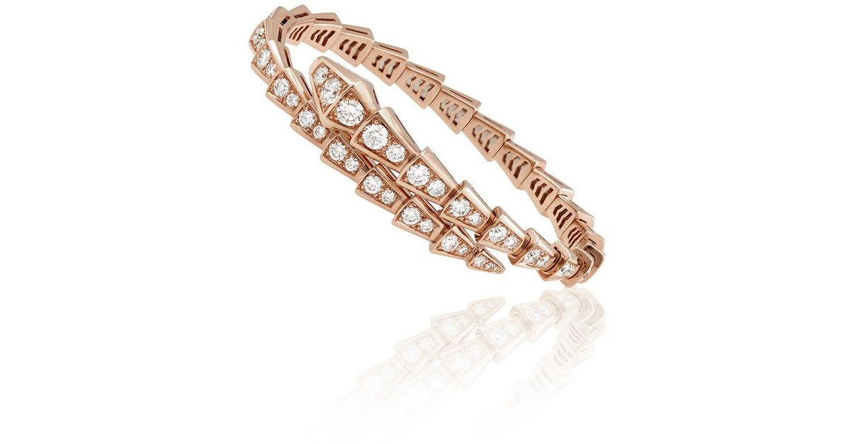 BVLGARI 18Kt Rose Serpenti Viper Diamond Bracelet in Pink | Lyst