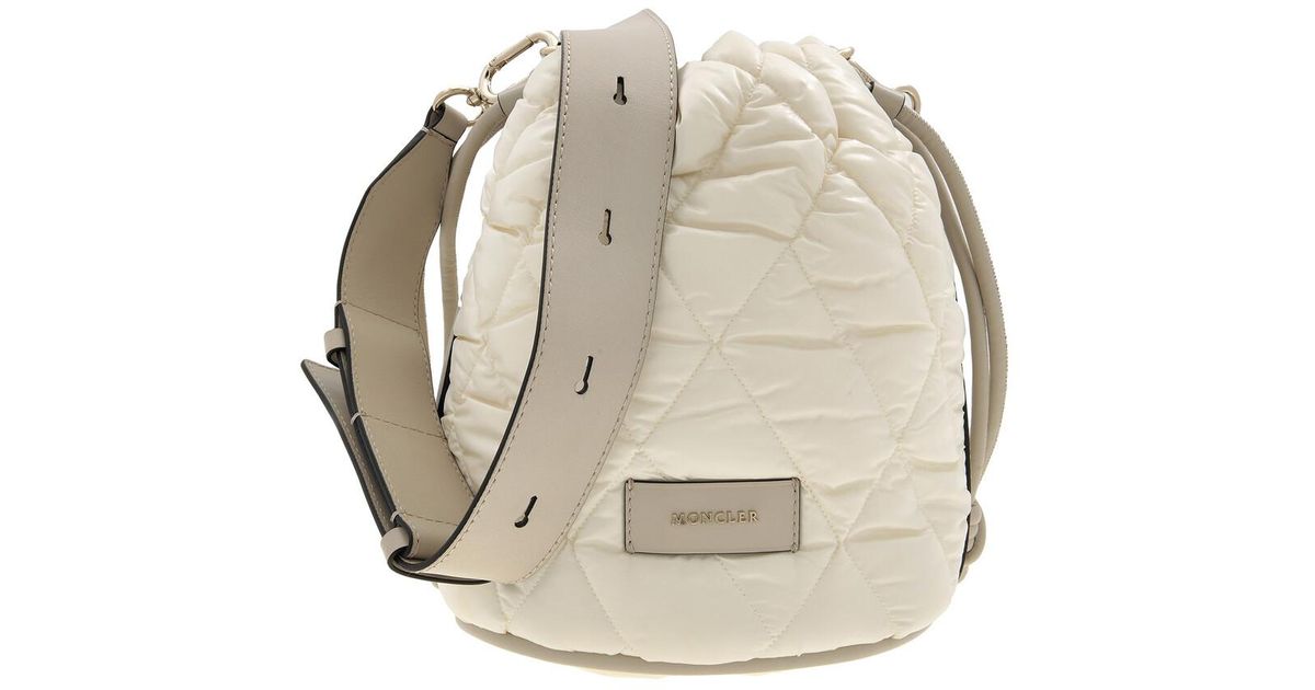 Moncler Quilted Nylon Laque Bucket Bag in Natural | Lyst