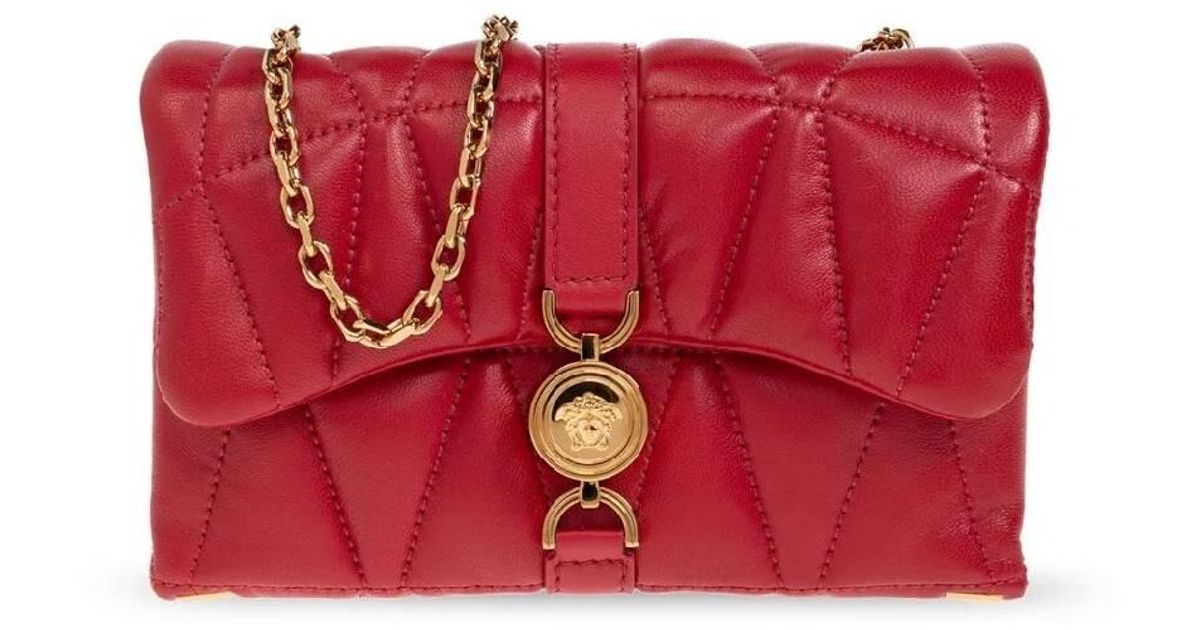 Versace Cleio Small Leather Crossbody Bag in Red | Lyst