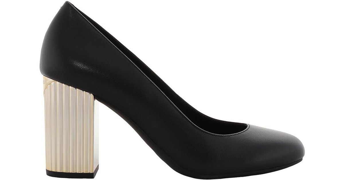Michael Kors Porter Leather Heel Pump in Black | Lyst