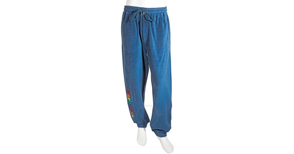 Burberry Blue Archive Logo Towelling Sweatpants for Men | Lyst