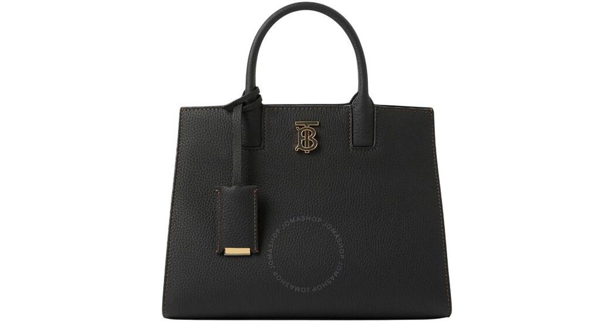 Burberry Logo Plaque Frances Small Tote Bag in Black | Lyst