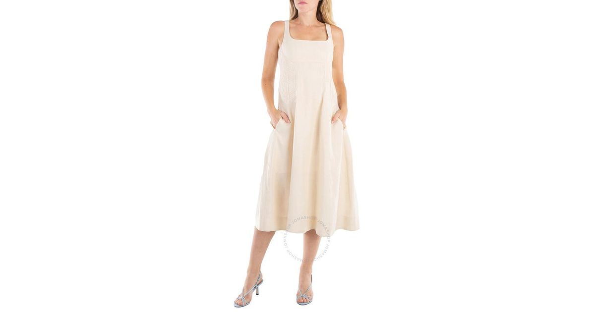 Chloé Coconut Milk Textured Corset-inspired Midi-dress in Natural | Lyst
