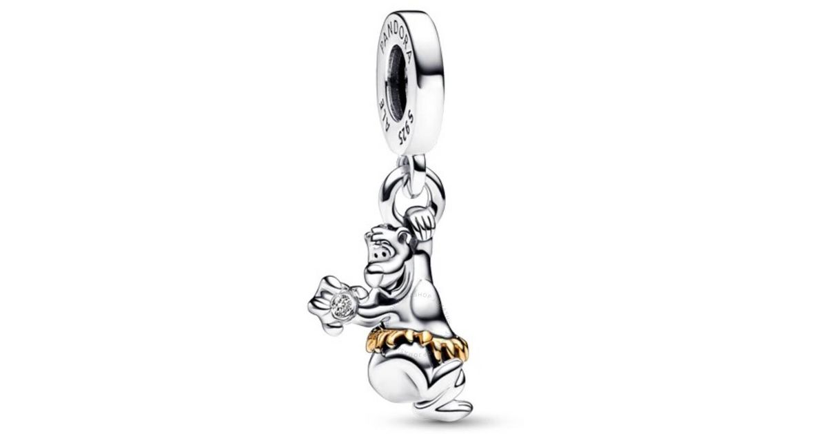 PANDORA Disney 100Th Anniversary Baloo Dangle Charm in White | Lyst