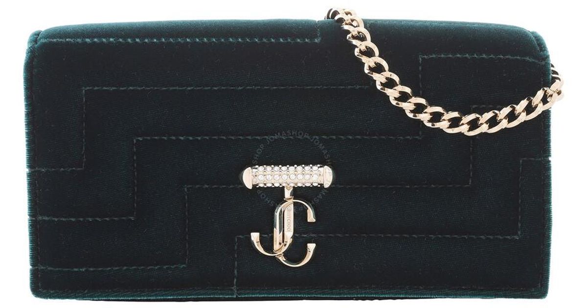 Jimmy Choo Avenue Jc Emblem Continental Chain Wallet in Black | Lyst