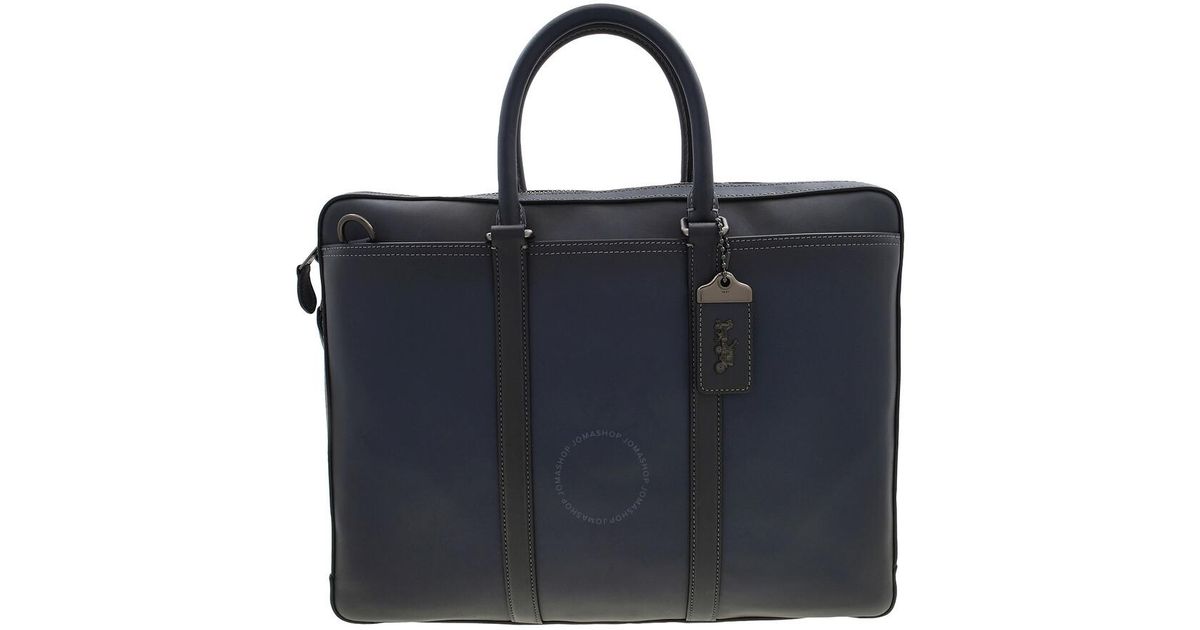 COACH Metropolitan Slim Leather Briefcase in Blue for Men | Lyst