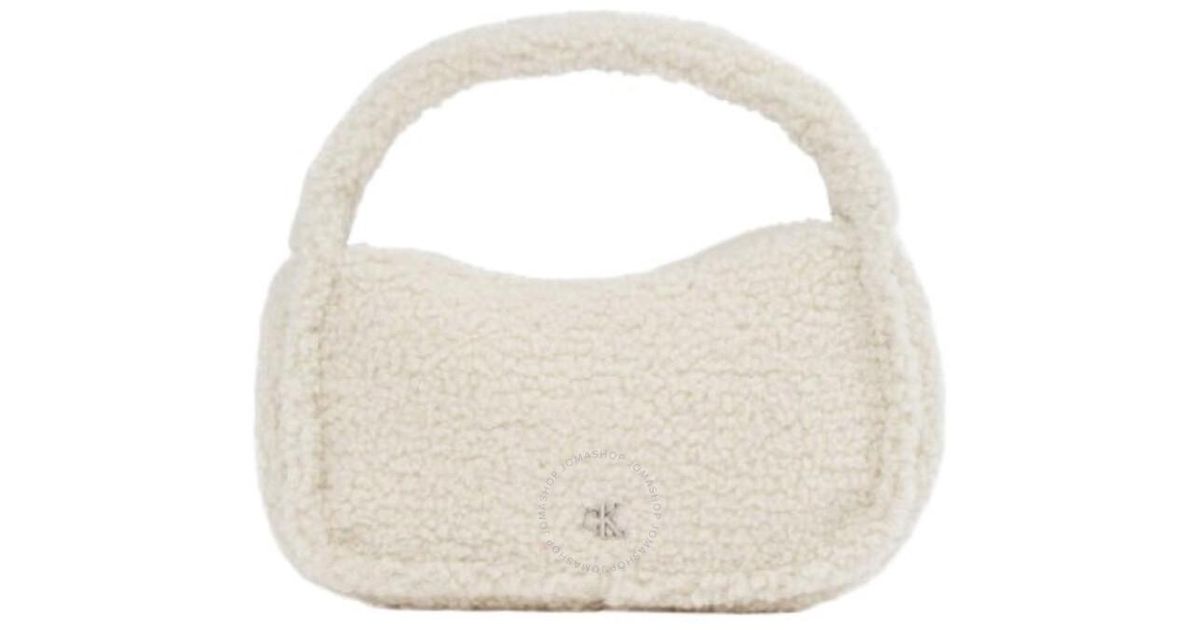 Calvin Klein Boucle Fleece Sherpa Mini Handbag in White | Lyst UK