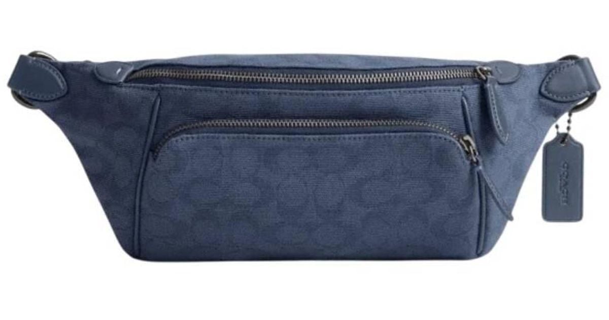 COACH Signature Canvas Jacquard League Belt Bag in Blue for Men | Lyst