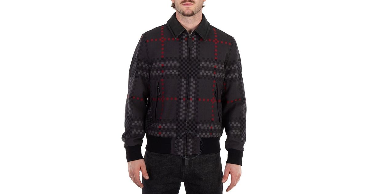 Burberry Dark Thunder Soho Stanmore Pixel-Check Bomber Jacket, Brand ...