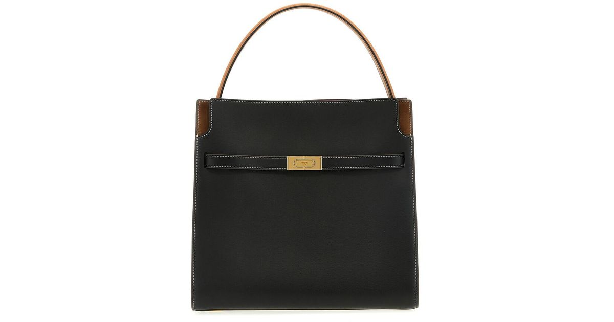 Tory Burch Lee Radziwill Double Bag in Black | Lyst
