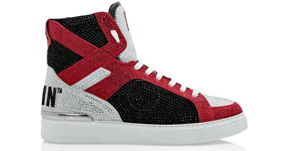 Philipp Plein Money Beast Encrusted Crystals Hi-top Sneakers in Red for ...