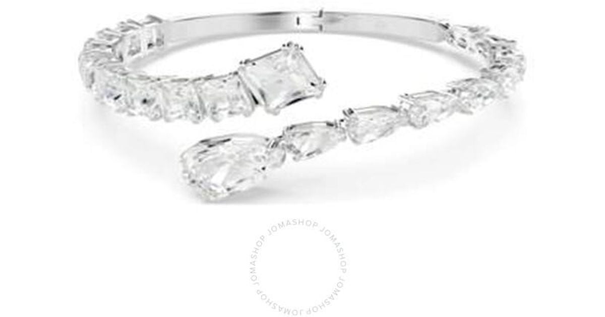 Swarovski Matrix Cuff Rhodium Shiny Crystal in White | Lyst