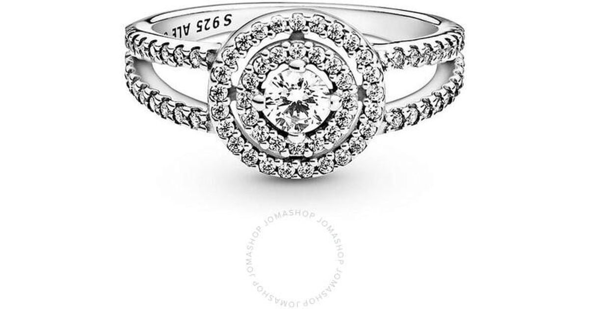 PANDORA Ladies Sterling Sparkling Double Halo Ring in White | Lyst ...