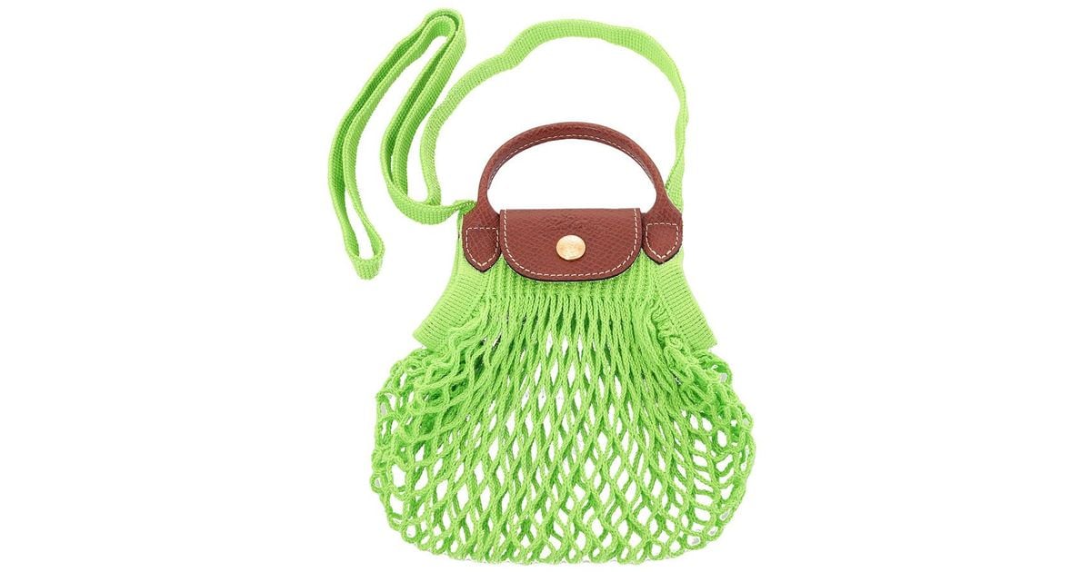 Longchamp Mini Le Pliage Filet Mesh Tote Bag in Green | Lyst