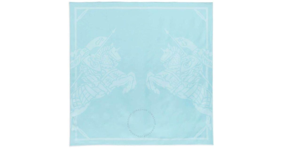 Burberry Ekd Twin Knights Print Silk Scarf in Blue | Lyst