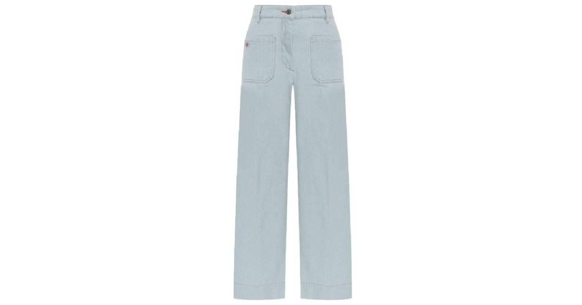 Victoria Beckham Alina Cotton Denim Jeans in Blue | Lyst UK