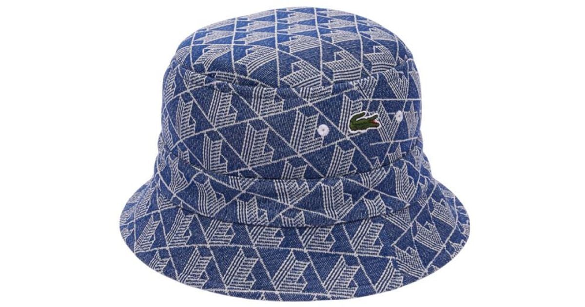 Lacoste Monogram Jacquard Bucket Hat in Blue for Men | Lyst