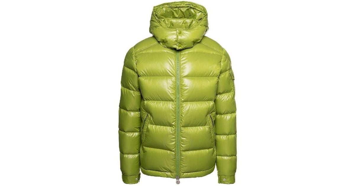 Moncler Detachable Hood Logo-print Jacket in Green for Men | Lyst