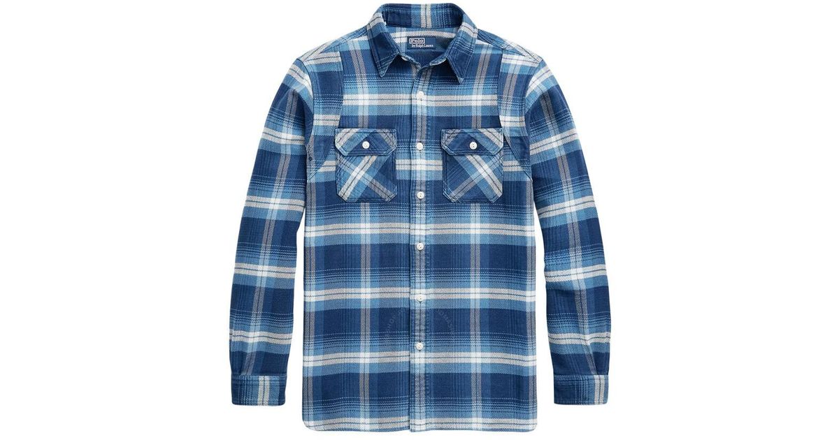 Polo Ralph Lauren Check-Pattern Cotton Shirt, Brand in Blue for Men ...