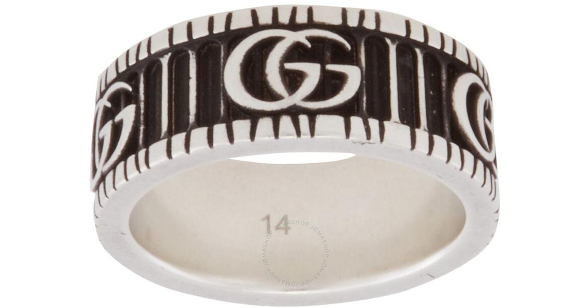 Gucci Aged Sterling Gg Marmont Ring in Metallic | Lyst