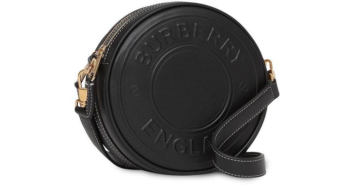 Burberry Black Leather Logo Embsed Round Louise Bag | Lyst