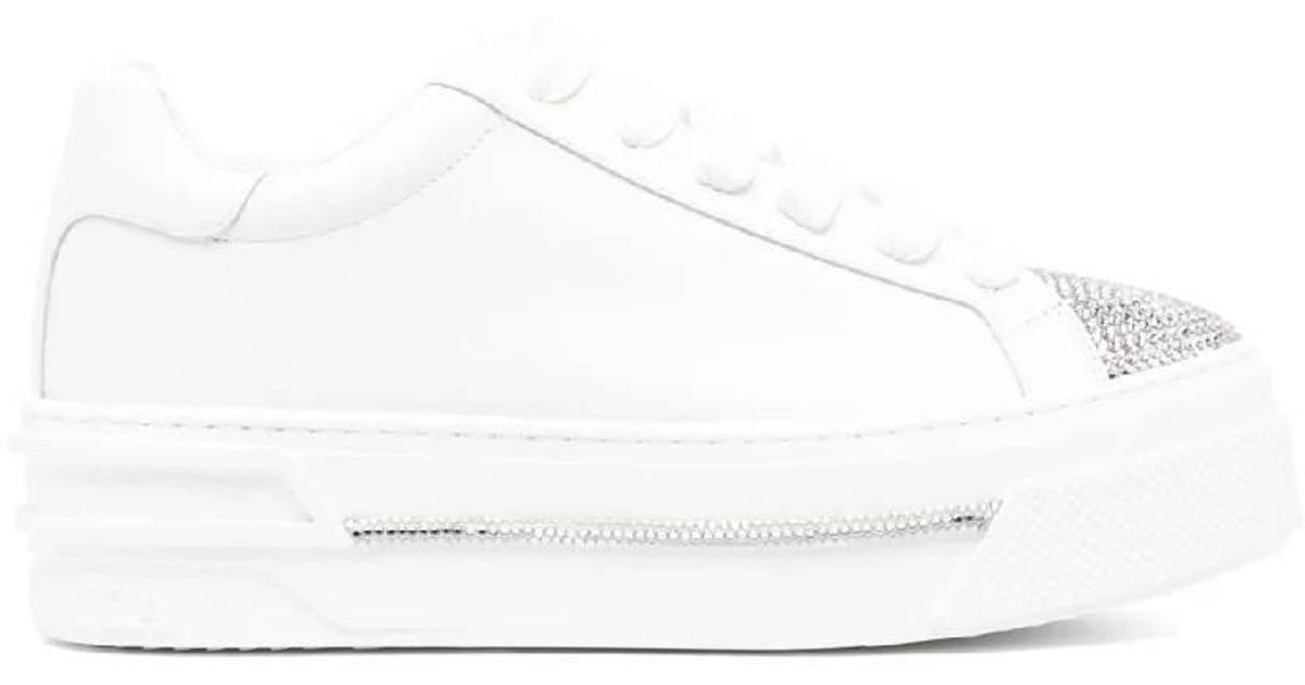 Rene Caovilla Rene Caovilla Xtra Crystal Embellished Leather Sneakers ...