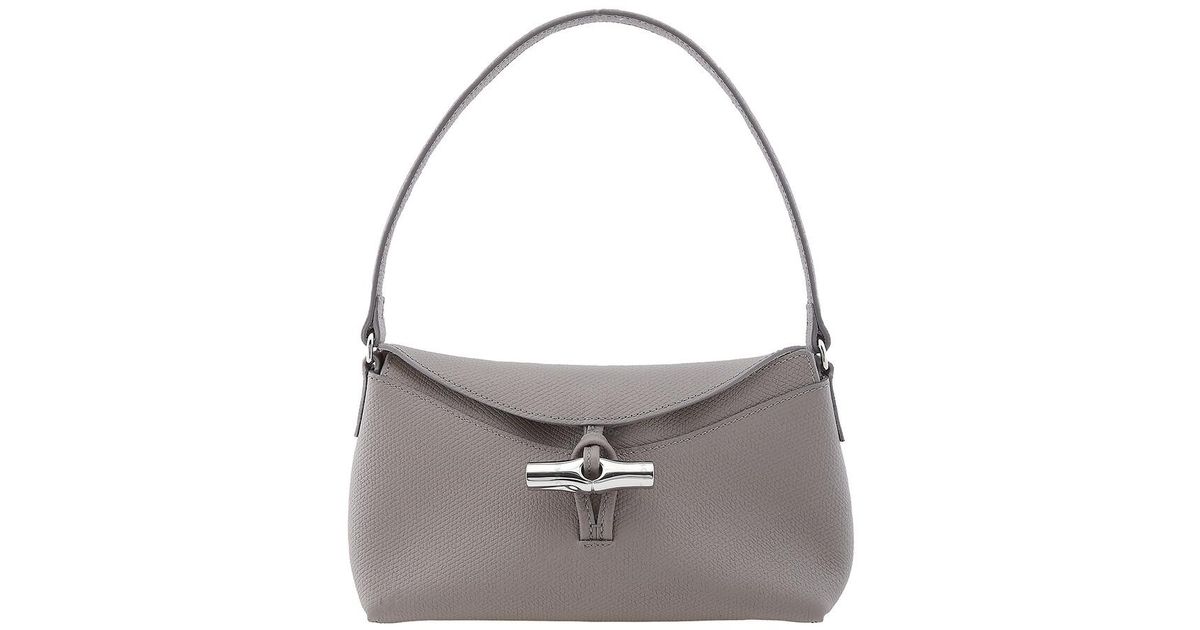 Longchamp Turtledove Roseau S Leather Hobo Bag in Grey | Lyst UK