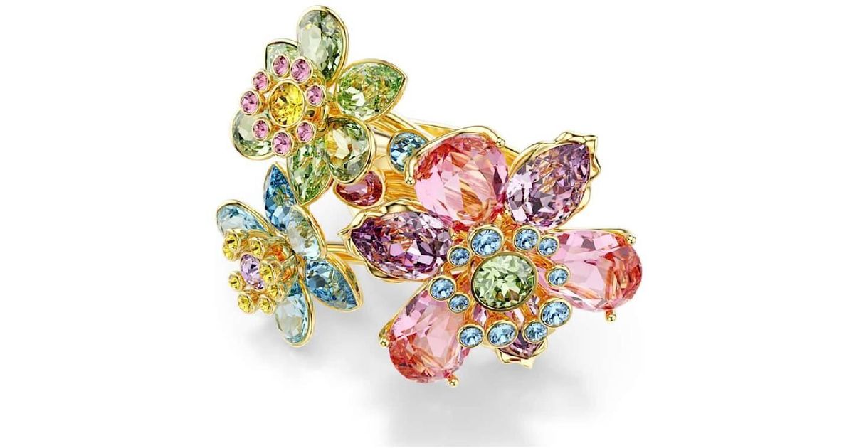 Swarovski Idyllia Crystal Flower Ring in Metallic | Lyst