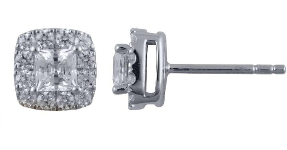 DiamondMuse Diamond Muse 1.00 Cttw 14Kt Princess Cut Diamond Stud ...