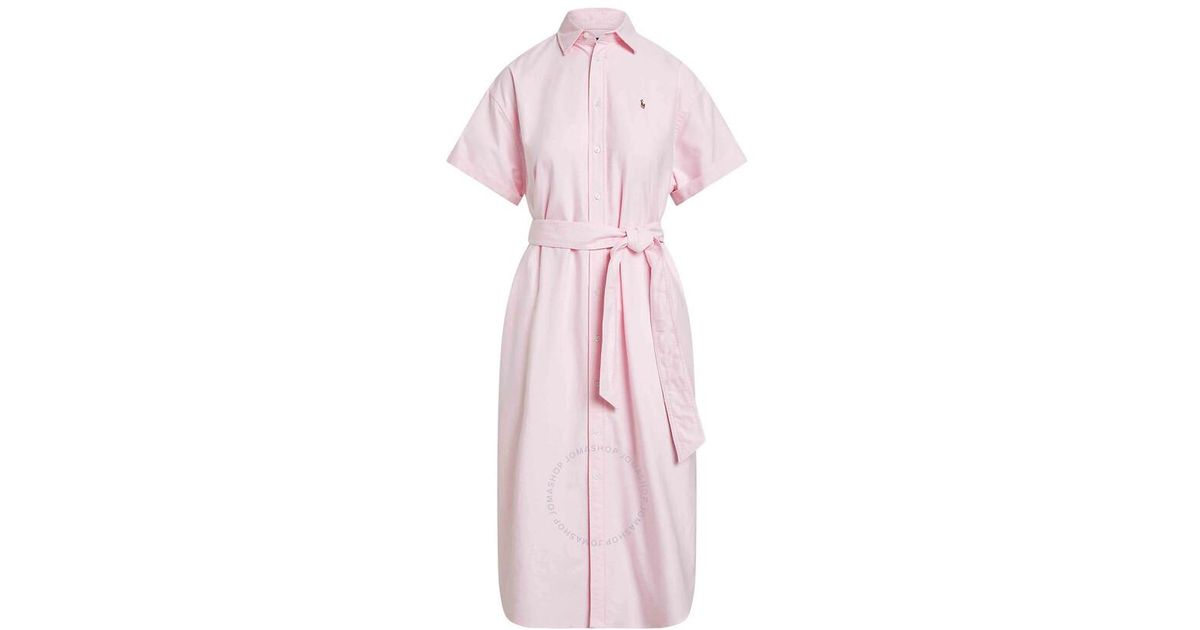 Polo Ralph Lauren Oxford Shirt Dress With Belt in Pink | Lyst UK