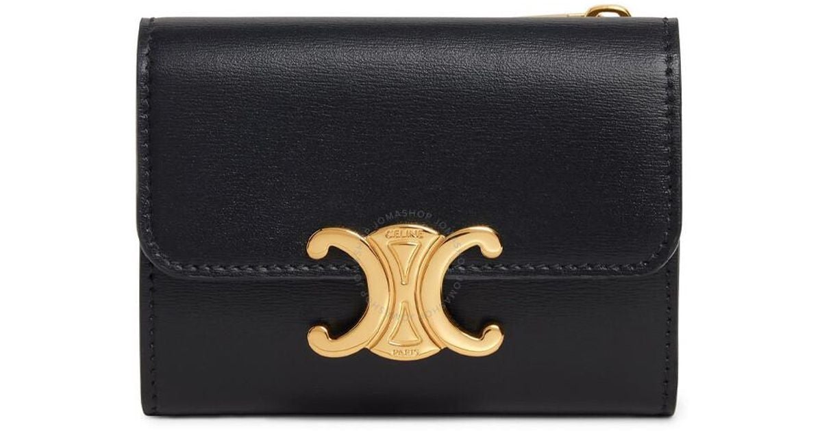Celine Compact Wallet With Coin Triomphe in Black | Lyst