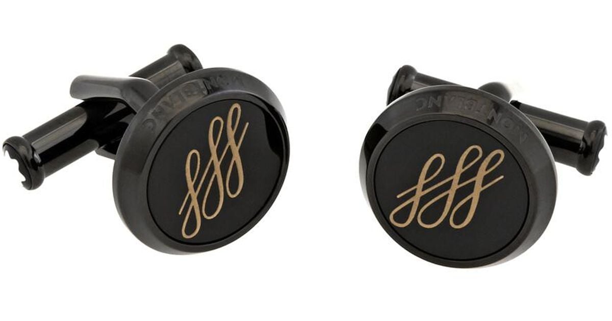 Montblanc Calligraphy Stainless Steel Cufflink in Black | Lyst UK