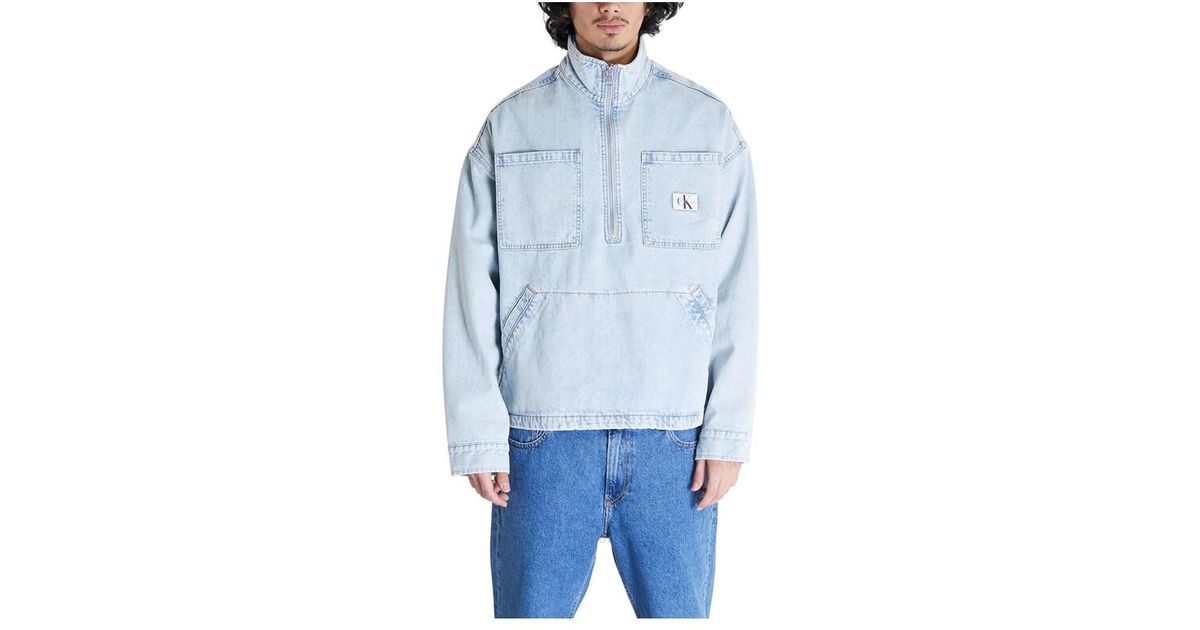 Calvin Klein Denim Anorak Jacket in Blue for Men | Lyst