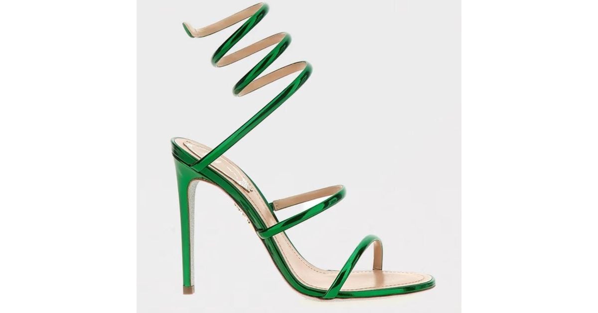 Rene Caovilla Rene Caovilla Cleo 80 Leather Sandals in Green | Lyst UK