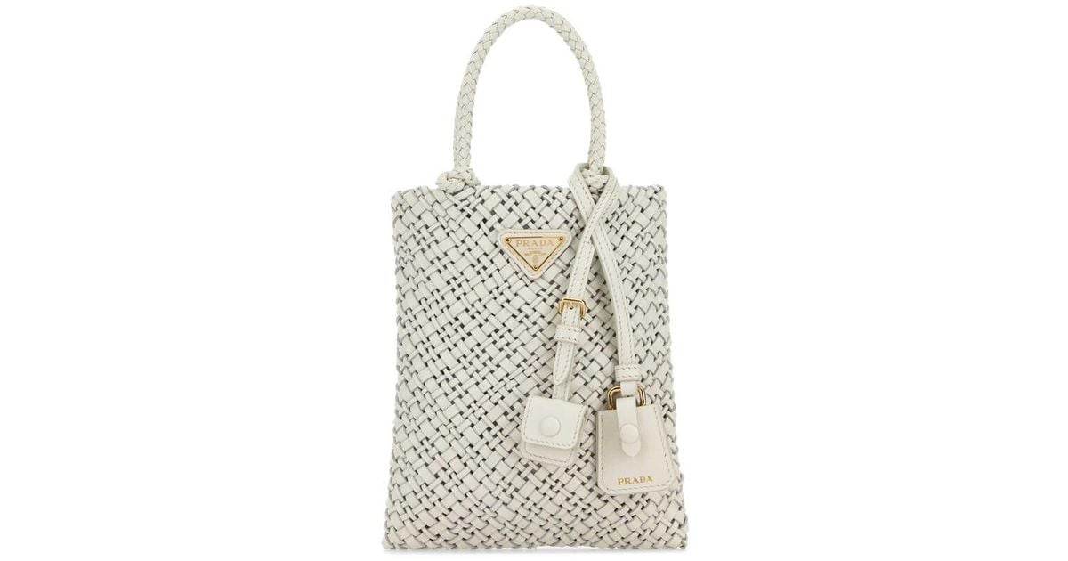 Prada Leather Handbag in White | Lyst UK