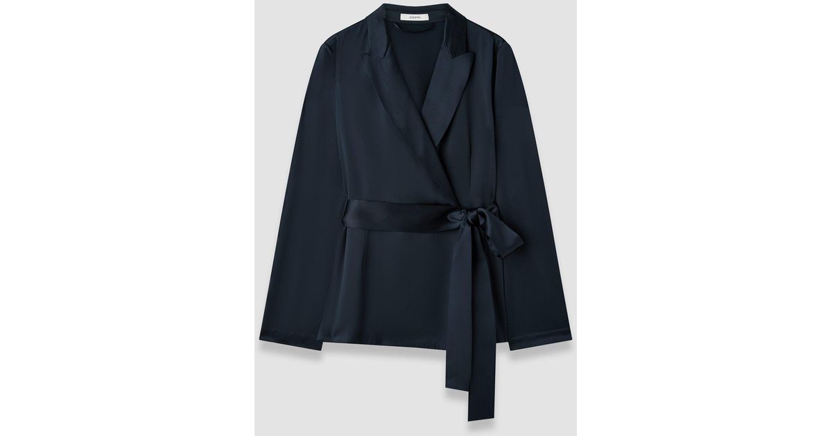 JOSEPH Archer Silk Satin Jacket in Blue | Lyst