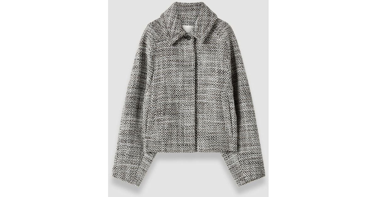 JOSEPH Geroux Crosshatch Virgin Wool Coat in Grey | Lyst UK