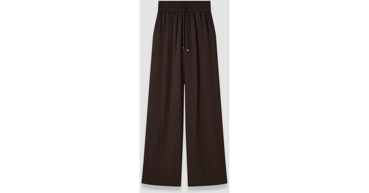 JOSEPH Dee Crepe Trousers in Brown | Lyst UK