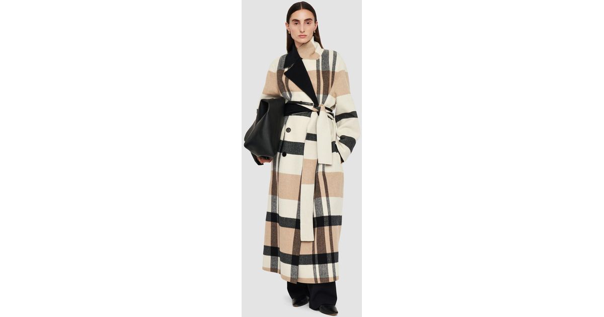 JOSEPH Merton Reversible Check Wool Coat in White | Lyst