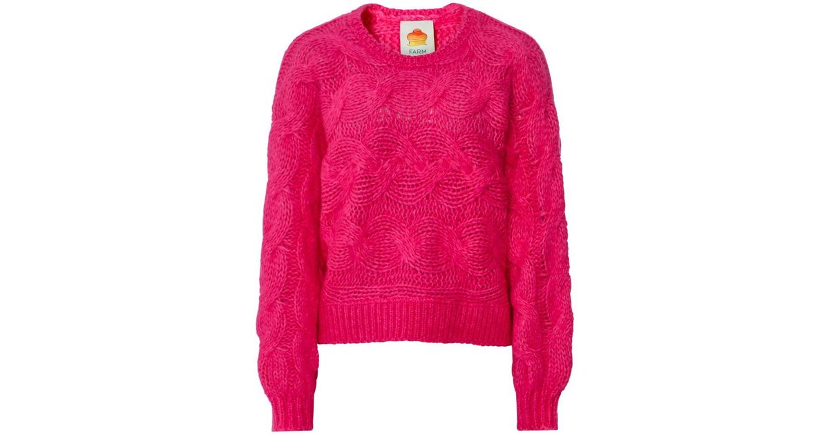 FARM Rio Maxi Cable Knit Jumper in Pink | Lyst UK