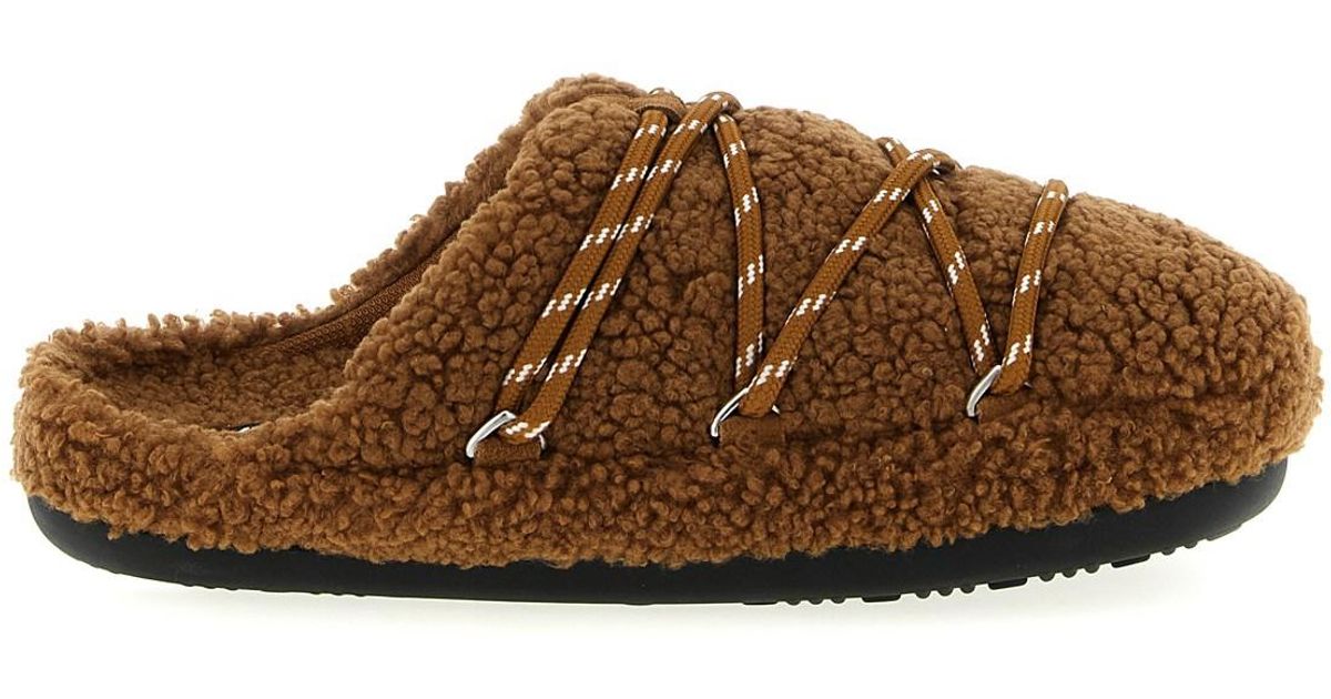 Moon Boot Teddy Slipper in Brown | Lyst UK