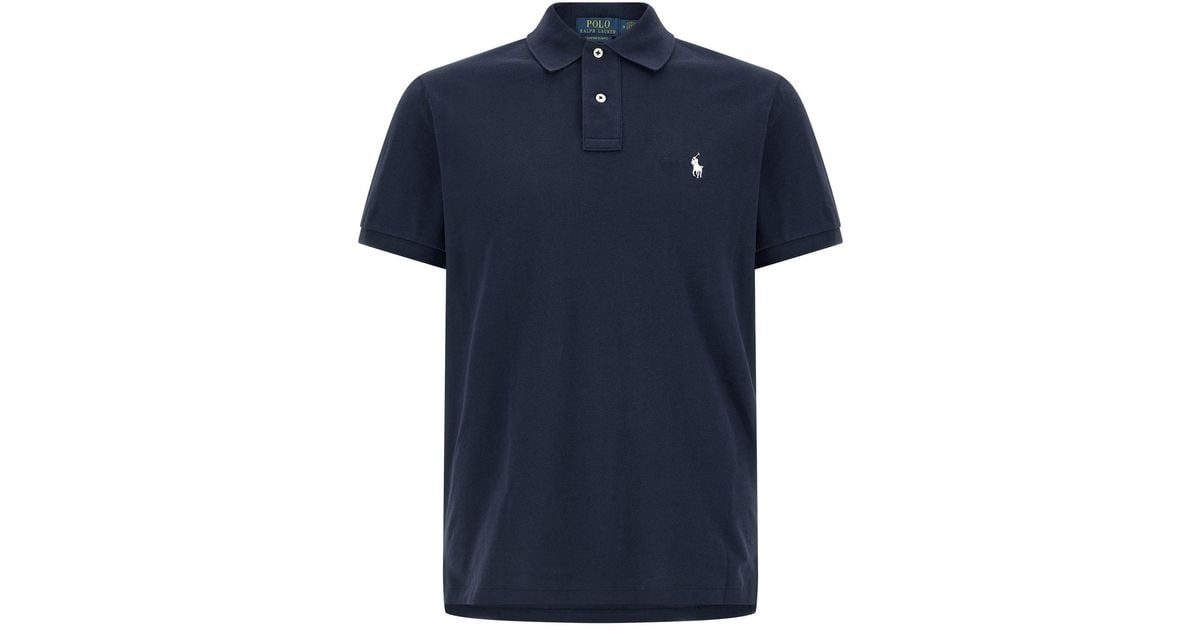 Polo Ralph Lauren Logo Embroidery Polo Shirt in Blue for Men | Lyst UK