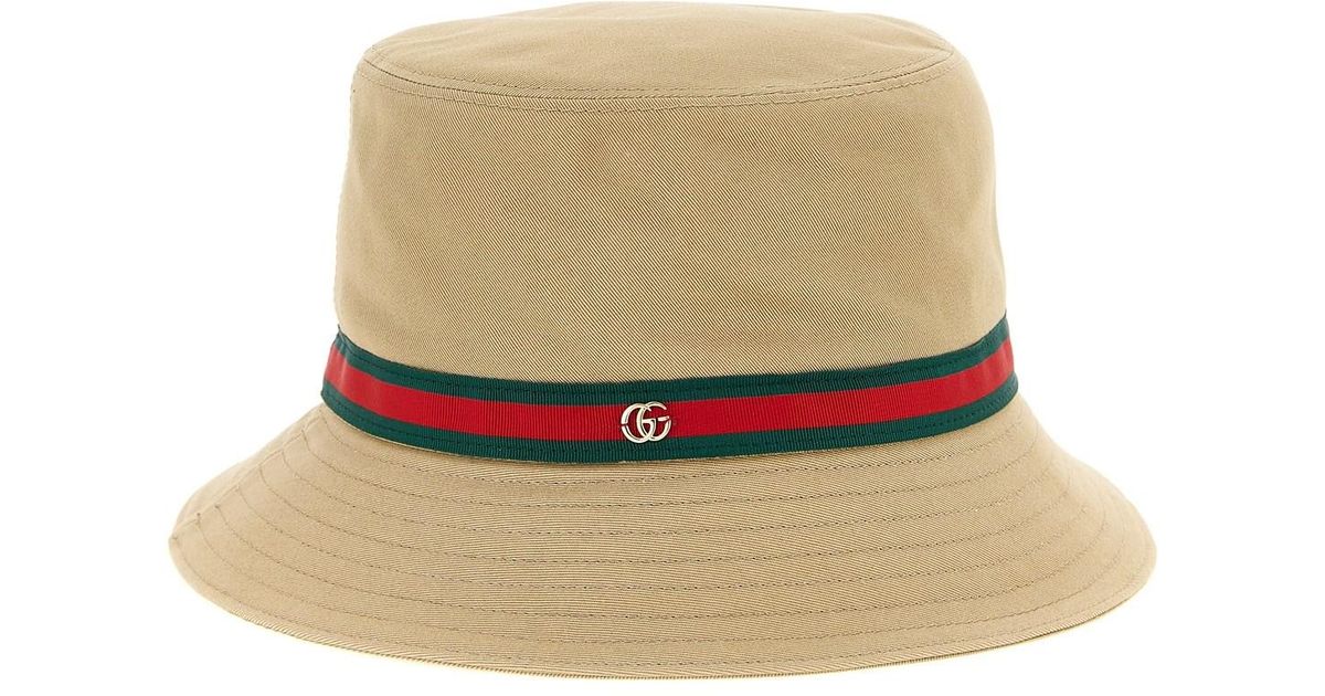 Gucci Web Tape Bucket Hat in Natural | Lyst UK